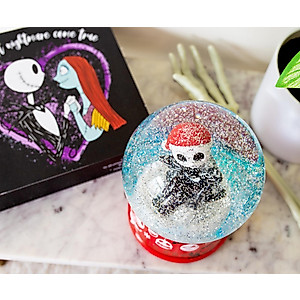 Disney The Nightmare Before Christmas Santa Jack Skellington 6-Inch Light-Up Snow Globe with Swirling Glitter Display Piece Keepsake | Home Decor for Kids Room Essentials | Tim Burton