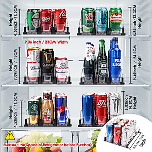 BingoHive Automatic Soda Can Organizer for Refrigerator Can Dispenser for Beer Soda Seltzer Drink Pop Can Soda Organizer for Refrigerator 12 Standard Size 11.15oz 12oz 16oz 16.9oz Cans Holder Storage