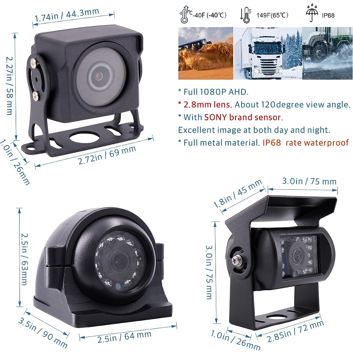 JOINLGO 4 Channel WiFi GPS 4G LTE Cellular 1080P Vehicle Bus CCTV DVR Video Recorder Kit Remote View on APP/Web 4 Side Front Rear View IP68 Backup Cameras for Truck RV Bus Van Fleet