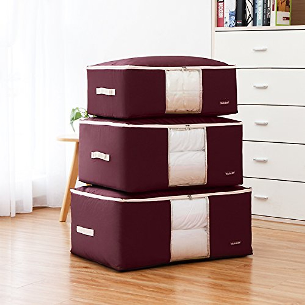 Oululu Oxford Storage Bag for Quilt Blanket Clothes Comforter (Wine Red, L)