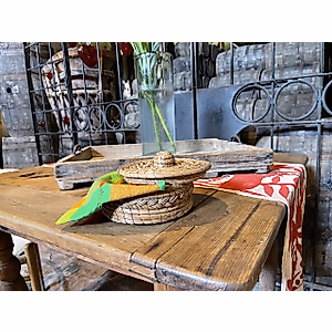 MEXTEQUIL - Authentic Mexican Tortilla Warmer Basket - Pine Needle Handwoven with Handloomed Cloth (Natural 7" w cloth)