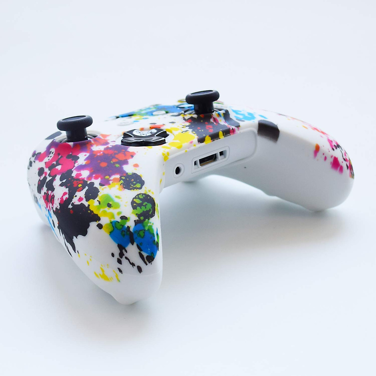 Hikfly Silicone Gel Controller Cover Skin Protector Kits for Xbox One/Xbox One S/Xbox One X Controller Video Games(1 x Controller Camouflage cover with 8 x Thumb Grip Caps)(White Paints)