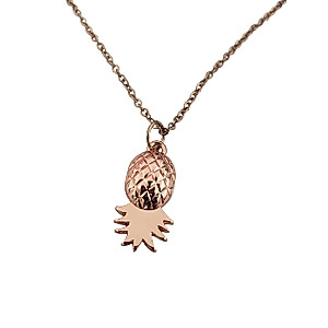 Pretty Inappropriate Upside Down Pineapple Necklace, Rose Gold, Gold, Silver, Pineapple Jewelry, Dainty, Women (Rose Gold Textured)