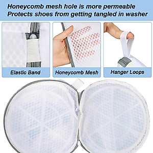 Vivifying Shoe Washing Machine Bag, 2 Pack Honeycomb Mesh Shoe Laundry Bag with Zipper for Sneakers, Running Shoes, Sock, Bras, Delicates and Toys