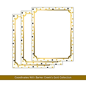 Barker Creek Designer Computer Paper, Gold, 8.5” x 11”, Decorative Printer Paper, Stationery, 50 Sheets per Pkg, Home, School and Office Supplies (741)