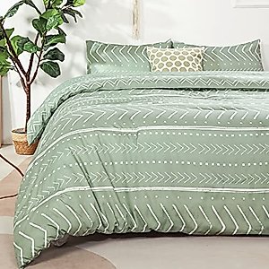 Smoofy Aztec Sage Green Comforters Twin Size, Folkloric Art Pattern Bedding Sets Twin Boho Aztec Bohemian Twin Comforter Set with Soft Microfiber Fill Bedding, 1 Comforter, ONLY 1 Pillowcase