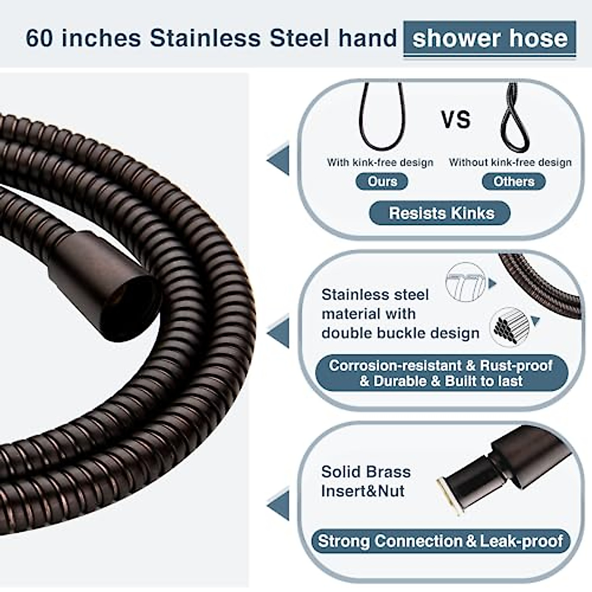 BRIGHT SHOWERS 9 Spray Settings Shower Head with Handheld High Pressure Oil-Rubbed Bronze Hand Held Showerhead with 60 Inch Stainless Steel Hose and Adjustable Overhead Bracket