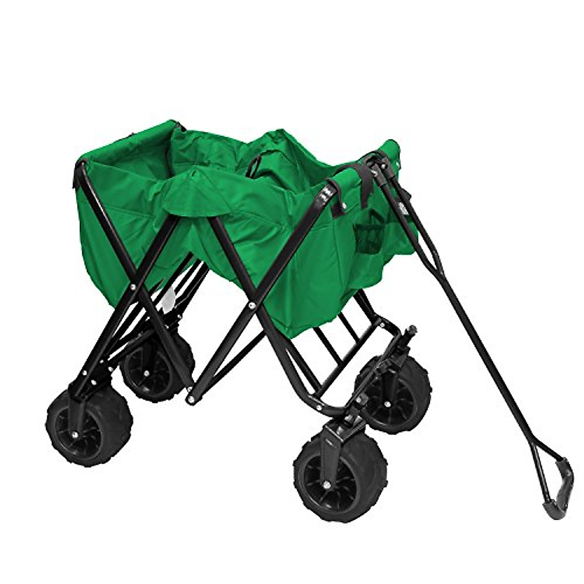 Creative Outdoor Wagon for Kids Push Pull Collapsible Stroller All-Terrain Folding Cart, Supports Upto 150lbs Weight Capacity | with Divider | Beach Park Garden & Tailgate | Green