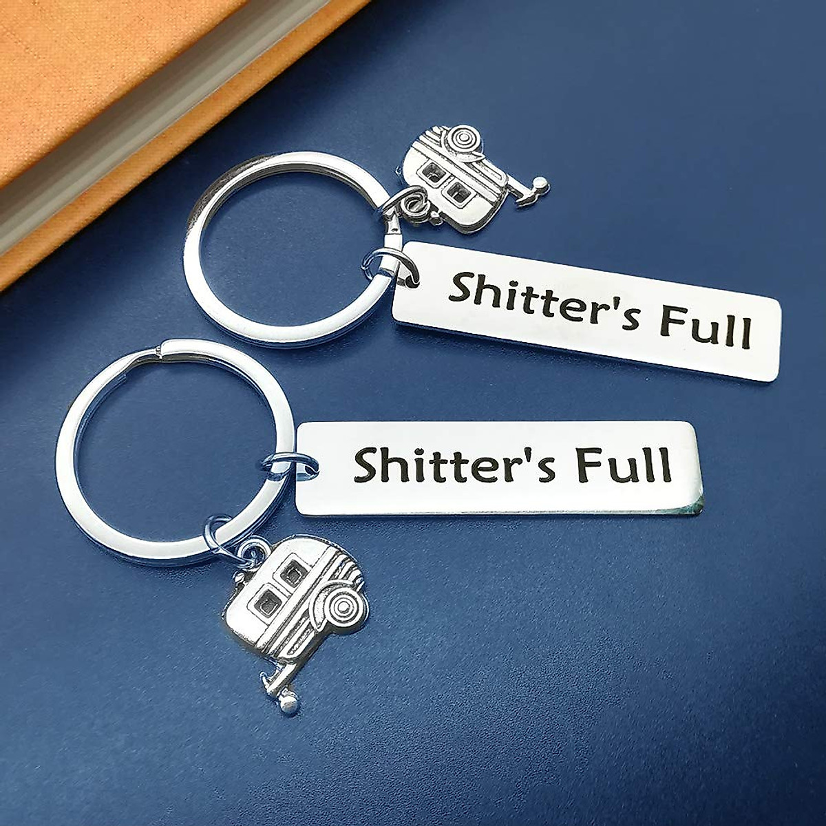 Xiahuyu 2Pcs Shitter's Full Camper Keychain Happy Camper RV Keychain Unique Gifts for Men Women Camper Trailer Vacation Jewelry