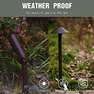 Malibu Landscape Lighting Kit with 150W Low Voltage Outdoor Transformer & 12V Halogen 6PK 10W Bronze Pathway Lights & 4PK Metal 20W Flooding Lights/Spotlights Warm White & 75Feet #16 Wire for Patio