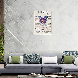 Christian Wall Art Butterfly Pictures Wall Decor Christian Scriptures Inspirational Painting Bible Verse Canvas Prints Modern Artwork Home Decoration for Office Bedroom Living Room 12"x16"