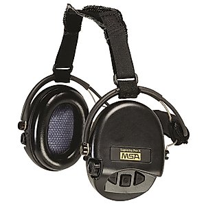 MSA 10149445 Supreme Pro-X Electronic Earmuff with Black Cloth Neckband, Black Earcups, Silicone Gel Sealing Rings, NRR: 19 dBA, IP Rating: 67, Designed for Both Left and Right-Handed Shooters