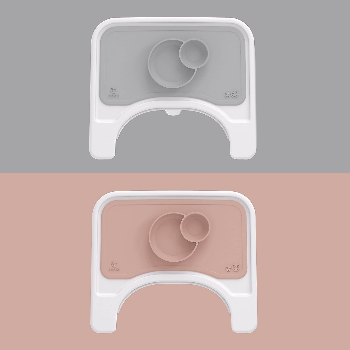ezpz by Stokke Placemat for Steps Tray, Pink - Perfectly Fits Stokke Steps High Chair Tray - Helps Prevent Messy Mealtimes - Durable, Convenient, Dishwasher & Microwave Safe - 100% Silicone