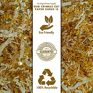 MagicWater Supply Crinkle Cut Paper Shred Filler (1/2 LB) for Gift Wrapping & Basket Filling - Vanilla & Gold