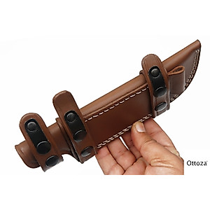Ottoza TOP GRAIN Leather Knife Sheaths for Fixed Blade Knives, LEFT HAND Leather Knife Sheath for Belt, Leather Knife Holster Belt Knife Holder, Horizontal Knife Sheath for Belt No:9