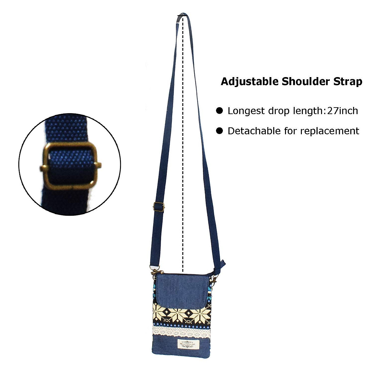 LassZone Small Crossbody Bag for Women Canvas Mobile Phone Purse Mini Shoulder Bags National Pattern Handbags Coin Pouch Wallet