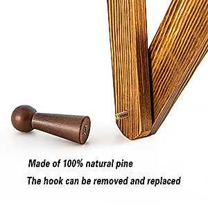 AITUFIY Expandable Coat Rack Hanger Wooden Accordion Wall Mounted Retro Wood Hat Rack 14 Pegs Hooks Hang Jacket,Coffee Mugs,Caps,Leash,Towel,Belt,Umbrella,Scarf,Bag (Carbon Brown)