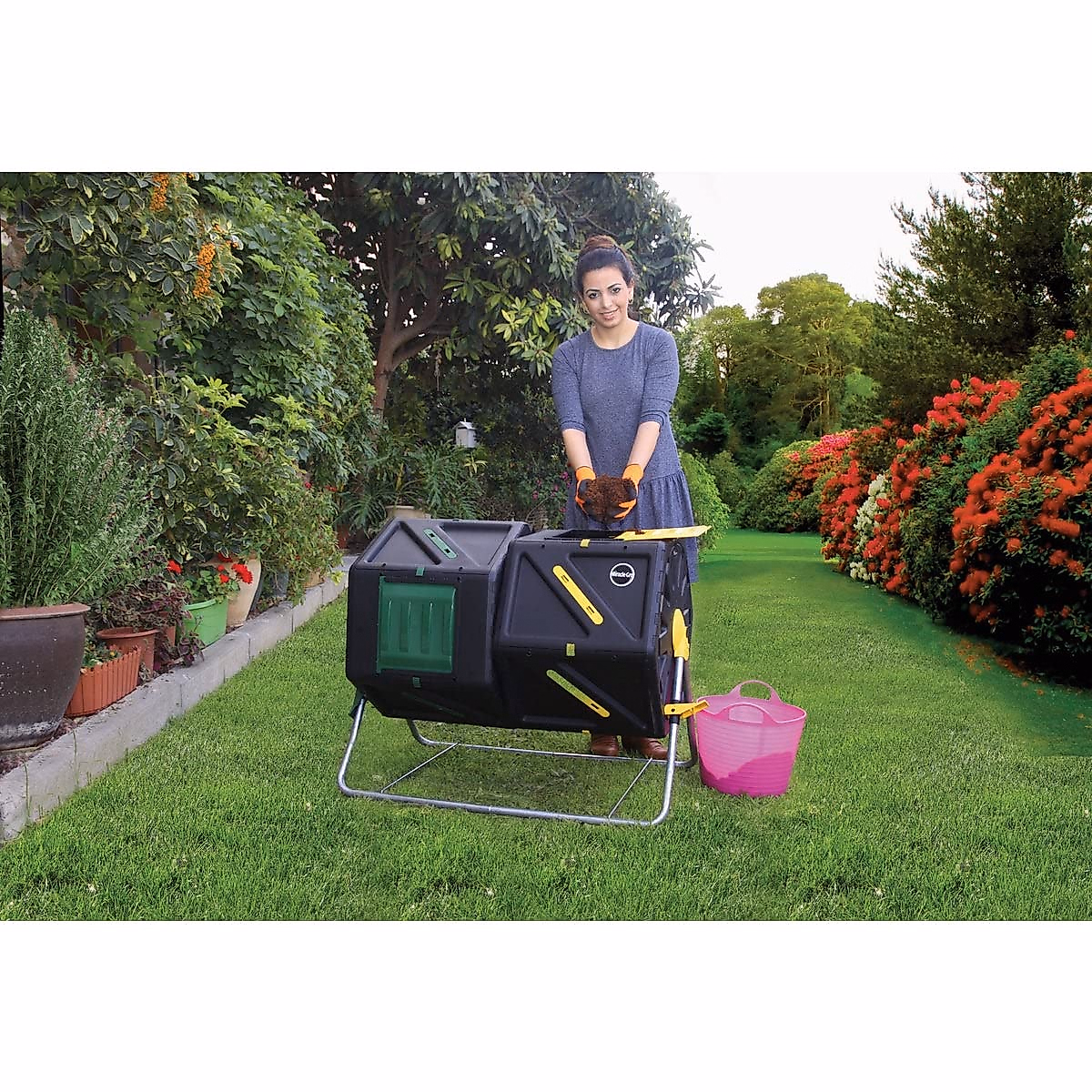 Miracle-Gro Dual Chamber Tumbling Composter, 105 L/27.7 Gallon Each Chamber