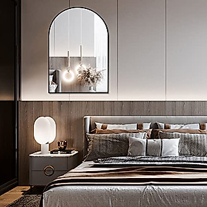 QDSSDECO Arched Mirror Black Vanity Wall Mirrors with Aluminum Frame for Bathroom, Living Room, Entryway, 24"x36"