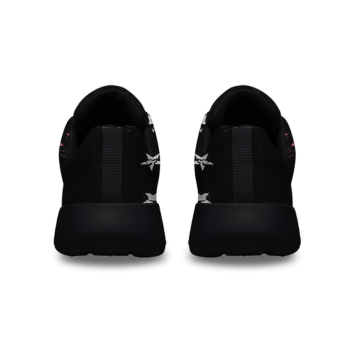 Breast Cancer Awareness Shoes Women Fashion Running Sneakers Breathable Casual Sport Tennis Shoes Black Size 4