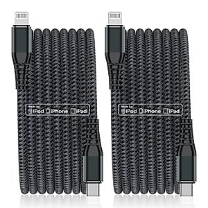 (2 Pack) USB-C to Lightning Cable Fast Charging, 6Ft MFi Certified iPhone Fast Charger for iPhone 12 11 Pro XR XS Max X 8 Plus iPad AirPods Pro,Supports Power Delivery(Grey)