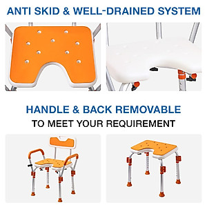 Shower Chair for Inside Shower, Japard 400 lbs Heavy Duty Bath Chair with Arms and Shower Head Holder, Medical Shower Seat, Bath Stool Safety Shower Bench for Elderly