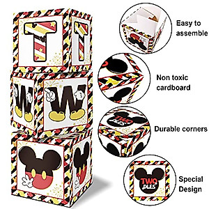 Black Yellow Mouse 2nd Birthday Party Decorations Balloon Boxes, 3Pcs Black Yellow Mouse Cartoon Theme Birthday Balloon Boxes,for Boy Two Years Old Birthday Party Decorations Supplies