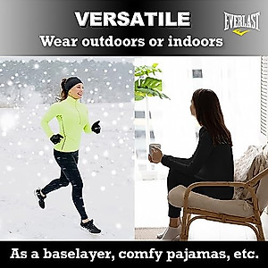 Everlast Womens Base Layer Set - Warm Underlayer Pants & Shirt - Cold Weather - Body Winter Gear Long Underwear & Pajamas (Black, Large)