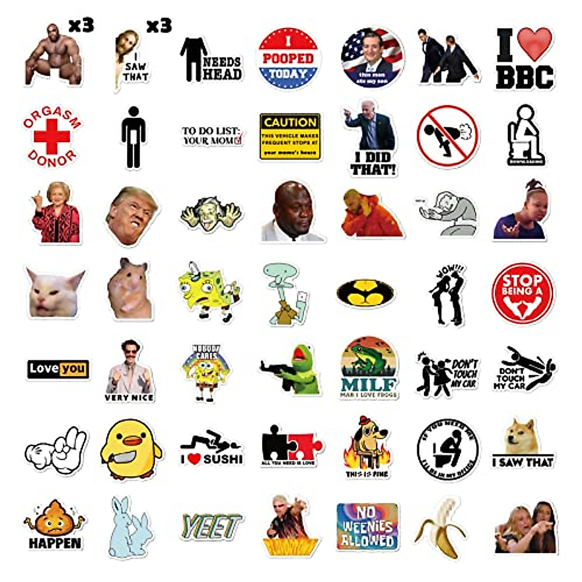 105pcs Funny Stickers ,Adult meme Stickers, barry wood prank Decals for hard hat, laptop, bumper,Unique Durable Perfect for Waterbottle ,Laptop,Computer