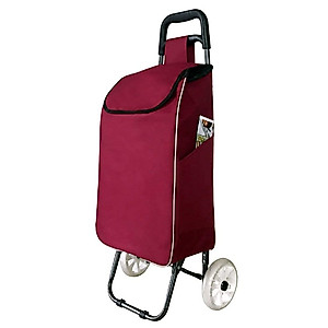 Shopping Trolley on Wheels Multi Function Shopping Cart Travel Cart Collapsible Portable Single Wheel Lever Car Small Trailer Trolley Storage Hand Trucks,Brown,