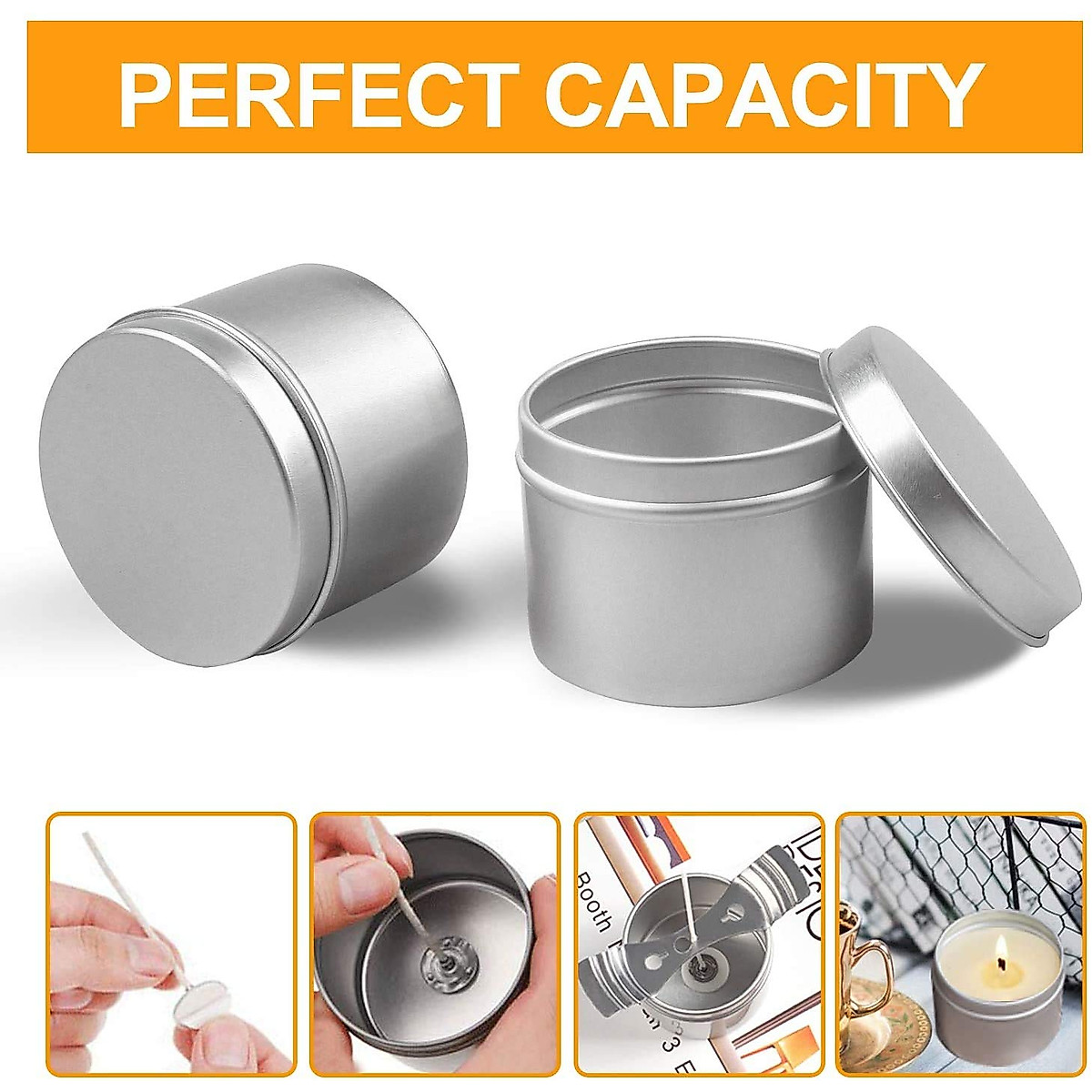 DINGPAI 27pcs Candle Tins, 2oz Metal Tins, Round Empyt Candle Containers for Candle Making, Party Favors, Spices & Gifts