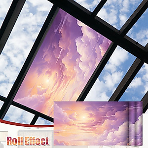 Outus 4 Pcs Fluorescent Light Cover Classroom Light Cover with 10 Magnets Light Filter Magnetic Ceiling Light Cover Panel 2 x 4 ft (23.62 x 47.24 in) Reduce Glare for Office School(Purple Cloud)