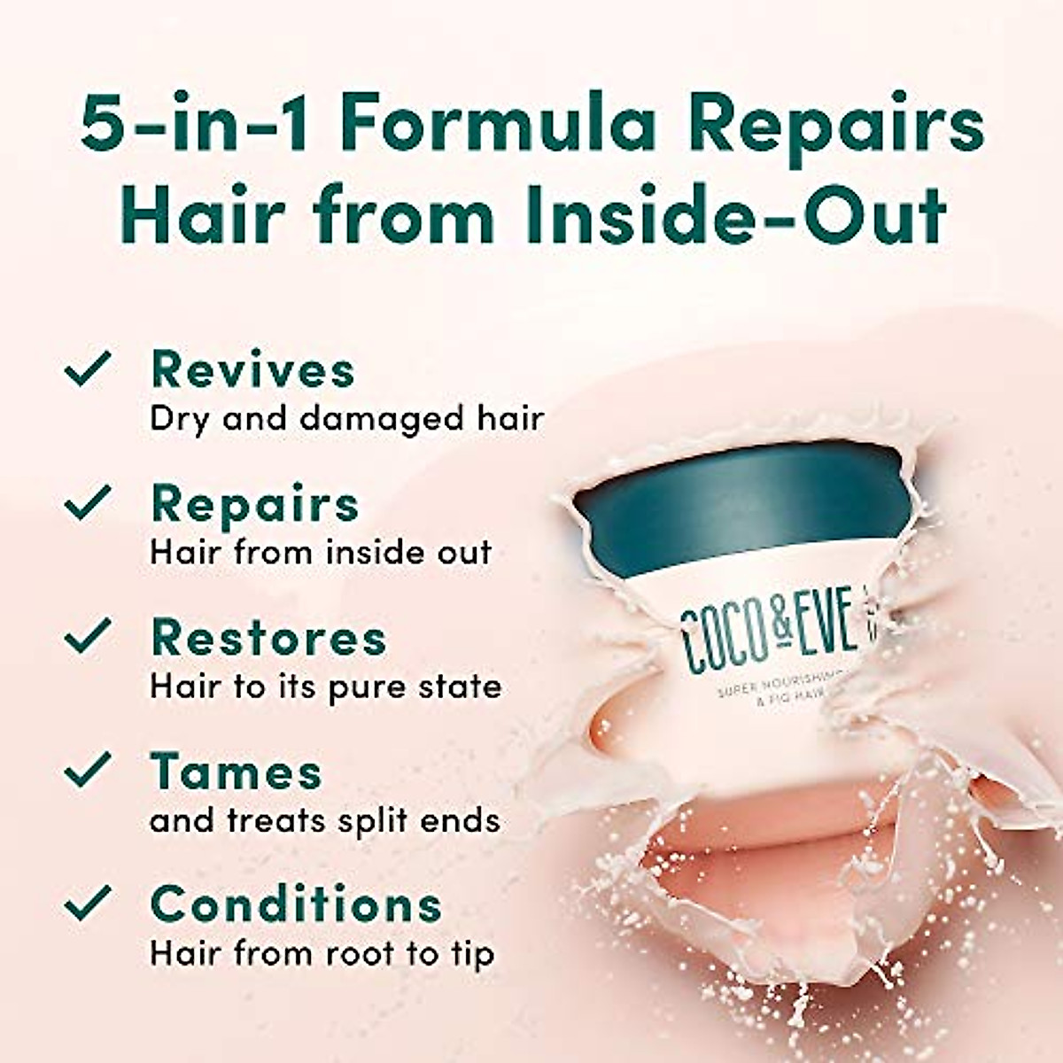 Coco & Eve Like a Virgin Hair Masque - Coconut & Fig Hair Mask for Dry Damaged hair with Shea Butter & Argan Oil for Hair Repair & Hydration | Deep Conditioning Mask Hair Treatment