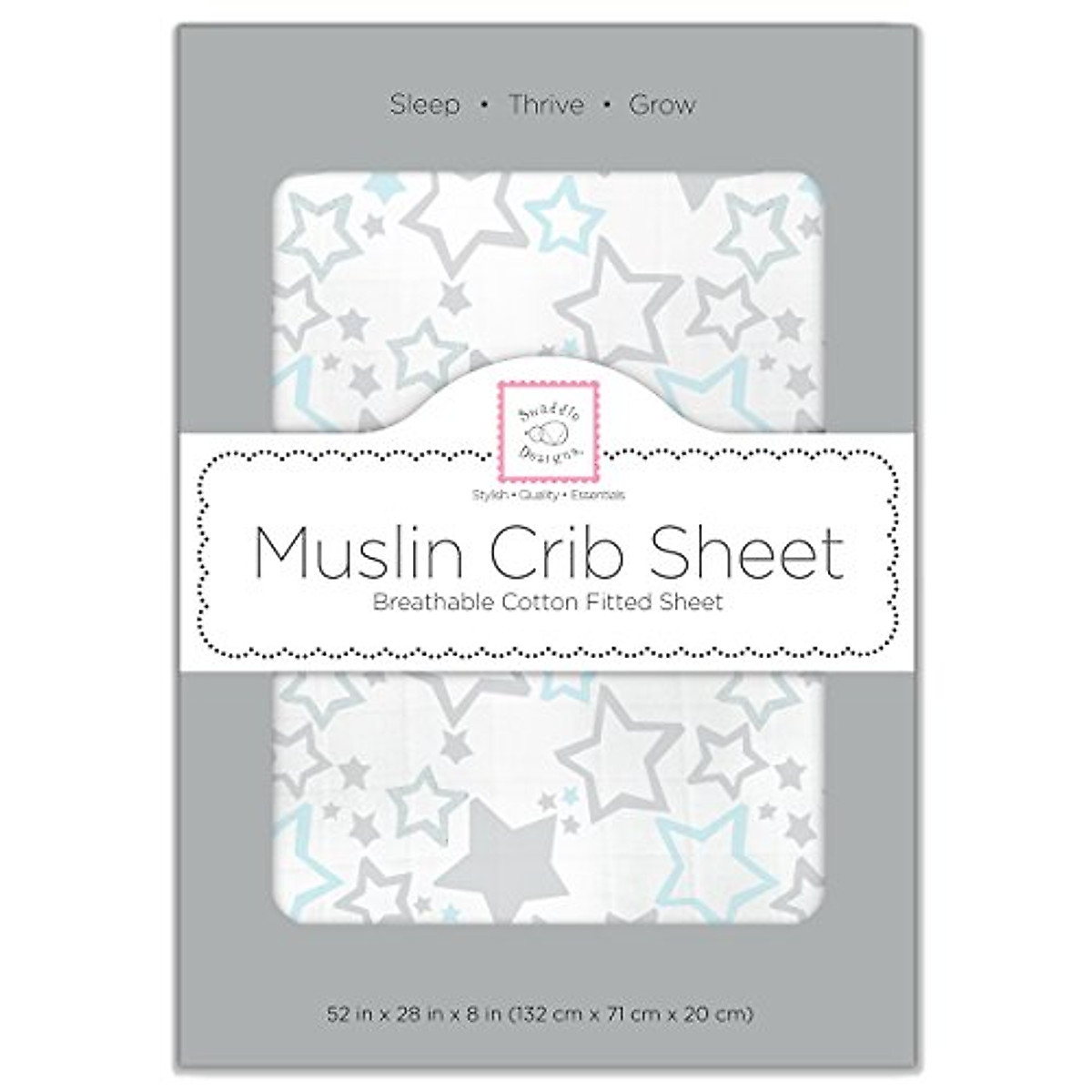 SwaddleDesigns Softest Cotton Muslin Fitted Crib Sheet/Toddler Sheet for Baby Boy & Girl, Blue & Sterling Starshine