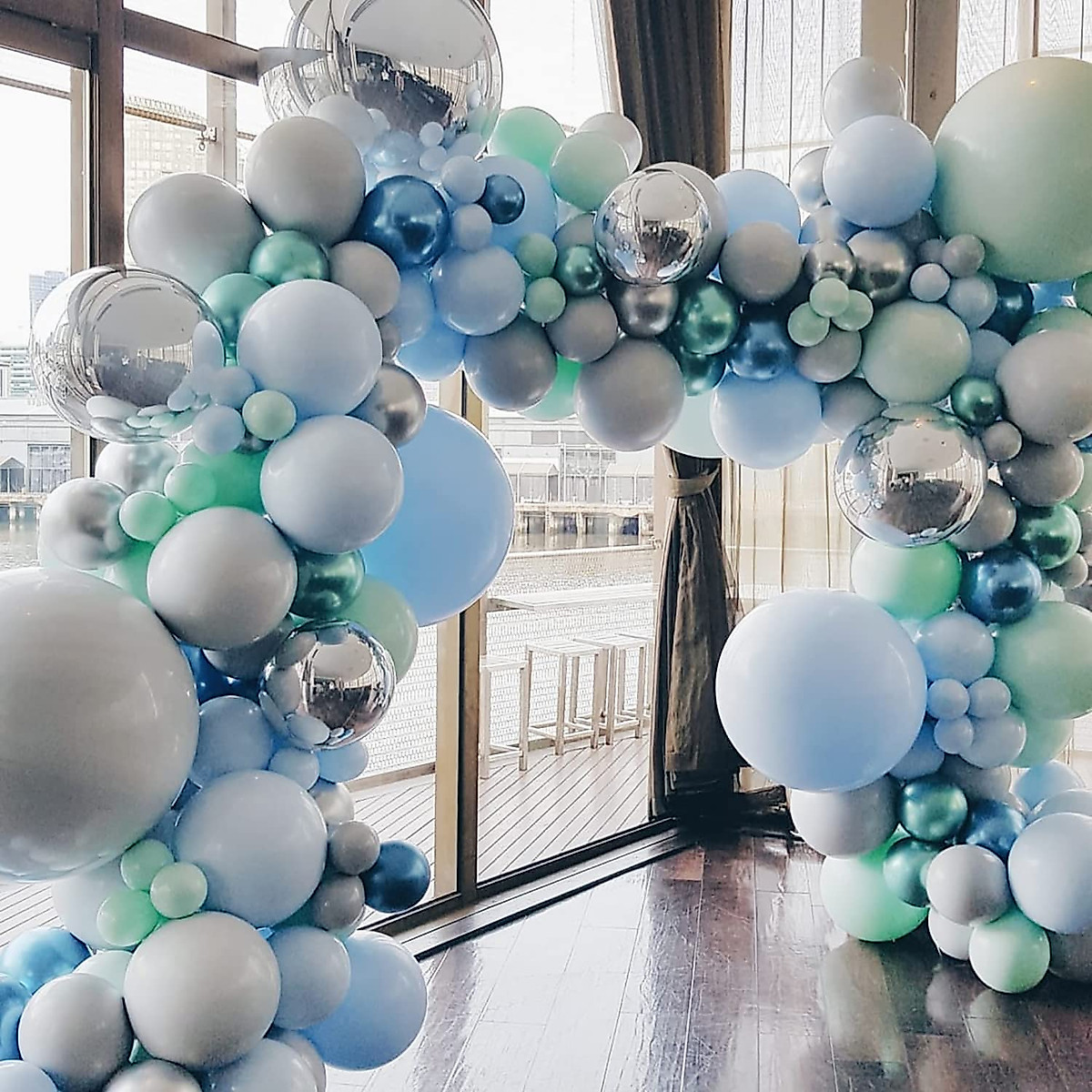 Pastel Blue Balloons 55 pcs Blue Party Latex Balloon 18inch 12inch 5inch for Birthday Baby Bridal Shower Wedding Party Decorations