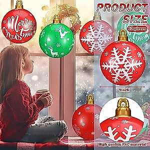Jetec 12 Pcs 9 Inch Inflatable Christmas Ball Giant PVC Christmas Ball Ornaments Large Christmas Ball Outdoor Christmas Blow up Yard Decorations for Holiday Pool Lawn Tree Party Decor (Novel Style)