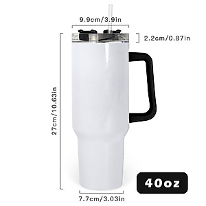 Icesip 20pack 40oz sublimation tumbler with 5 colour Handle Lid and Straw,Stainless Steel Double Wall Vacuum Insulated Travel Mug Cup Tumblers for Diy Craft Heat Press Print