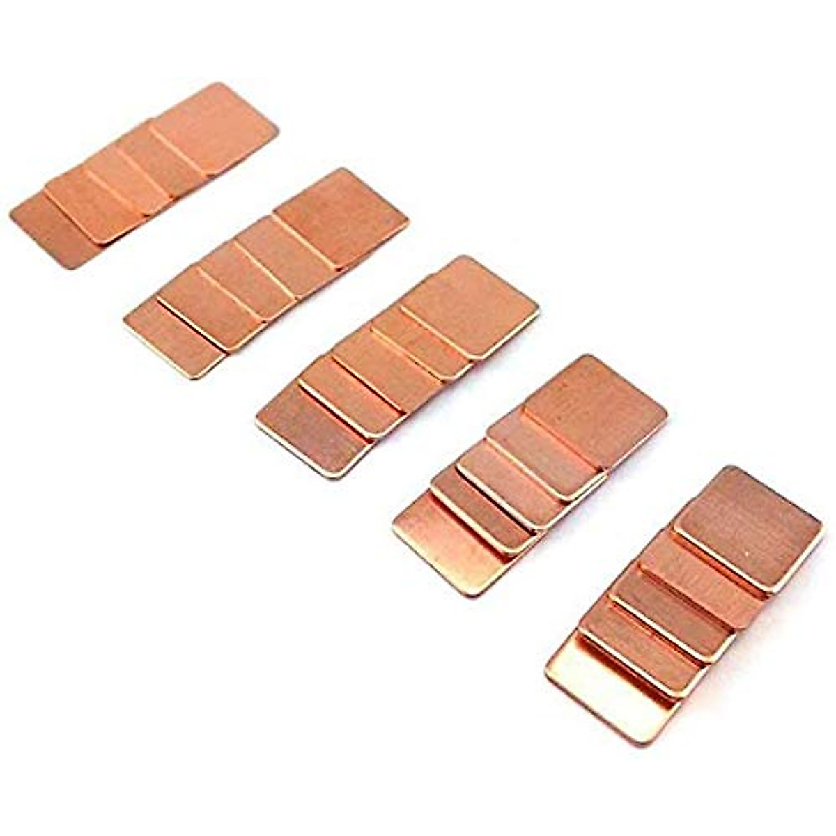 Easycargo 40pcs 6 Sizes 20mm Copper Pad Shim Thermal Assortment Kit, Pure Copper Heatsink C1100, Low Profile Thermal Plate Cooler for Cooling CPU GPU VGA RAM VRM VRAM PS5 SSD NVMe M.2 2280 2242 2230