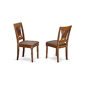 East West Furniture Avon 7 Piece Set Consist of an Oval Dining Room Table with Butterfly Leaf and 6 Linen Fabric Upholstered Chairs, 42x60 Inch, Saddle Brown