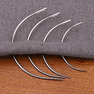 SaiDian 2 Sets 2'' / 2.5'' / 3 ''/ 3.5 '' Curved Leather Hand Sewing Needles C Type Needles for Carpet Leather Canvas Repairing Weaving Crafts