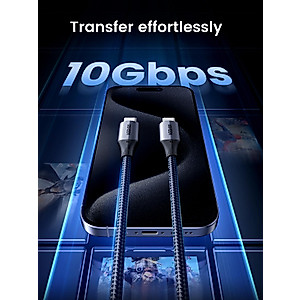 UGREEN USB C to USB C 3.2 Gen 2 Cable, 4K Video Monitor Display USB C Cable 10Gbps Data Transfer, 240W PD Fast Charging for iPhone 16/15, Samsung Galaxy S24/S23, MacBook Pro, iPad Pro, Dell XPS, 3.3FT