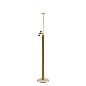 GRFIT Floor Lamp Standing Lamp Spherical Stick Floor Lamp Ontemporary LED Standing Light for Bedrooms Offices Antique Brass Indoor Pole Light ，H 68.2", Gold Modern Standing Lamp Retro Floor lamp