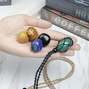 LERSUSI Stone Necklace Cord, Healing Crystal Necklace Set, Adjustable Rope, Handmade, Natural GemStone, Energy Crystal Spirit Jewelry, Aura Pendant（style6）