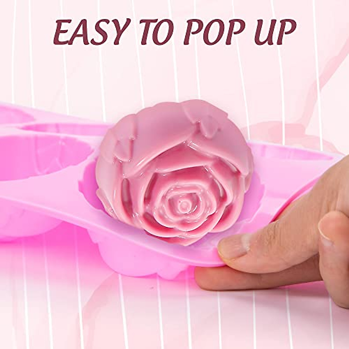 MOTZU 6 Cavity Rose Flower Silicone Ice Cube Candy Chocolate Cake Cookie Cupcake Baking Soap Mould
