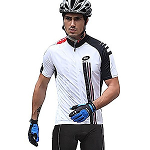 Cycling Padded Shorts Bike Shirts Full Zip Bicycle Clothing with 3 Pockets M
