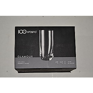 Krosno Long Tall Water Juice Mojito Drinking Glasses, Set of 6 Highball Glasses, 12.1 oz, Glamour Collection, Lead-Free Crystal Glass Drinking Glasses, Water Glasses, Made in Europe