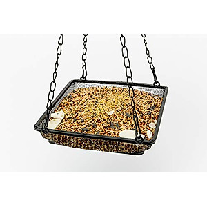 WOSIBO Hanging Feeder Seed Tray, Platform Metal Mesh , Outdoor Garden Decoration for Wild Backyard Attracting Birds