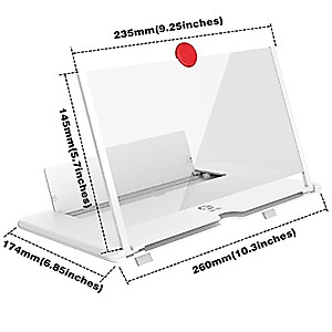 Phone Screen Magnifier, Screen Amplifier 3D HD Screen Projector with Foldable Stand, Phone Screen Magnifier for Watching Movies, Videos, Games and Reading, Compatible with All Phones (White)