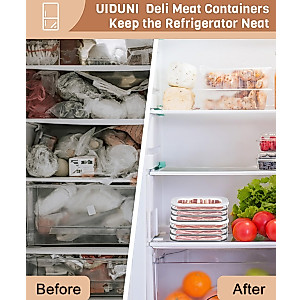 UIDUNI Japanese Deli Meat Container for Fridge with cold meat, Airtight Fridge Storage Sandwich Containers,Food Storage Boxes With Lid Meal Prep Containers For Cold Cuts,Salami,BPA Free,18.6oz 3pack