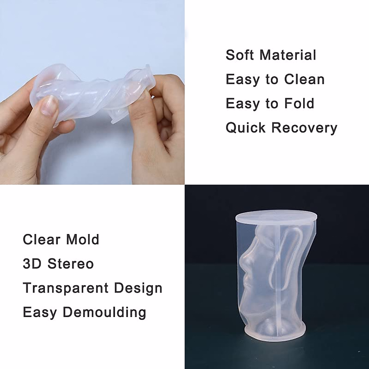 Abstract Human Face Candle Mold, 3D Silicone Candle Molds for Candle Making, Silicone Resin Casting Mold, DIY Epoxy Resin Mold for Soap Crafts, Resin Casting Christmas Home Decor